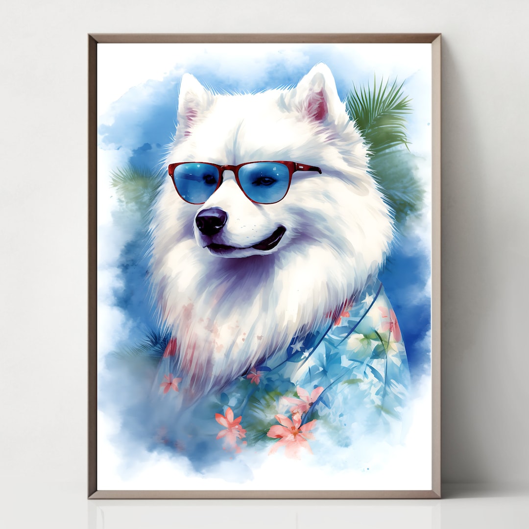 Samoyed Portrait Art Print Dog Samoyed Painting Watercolor Dog Art Pet ...