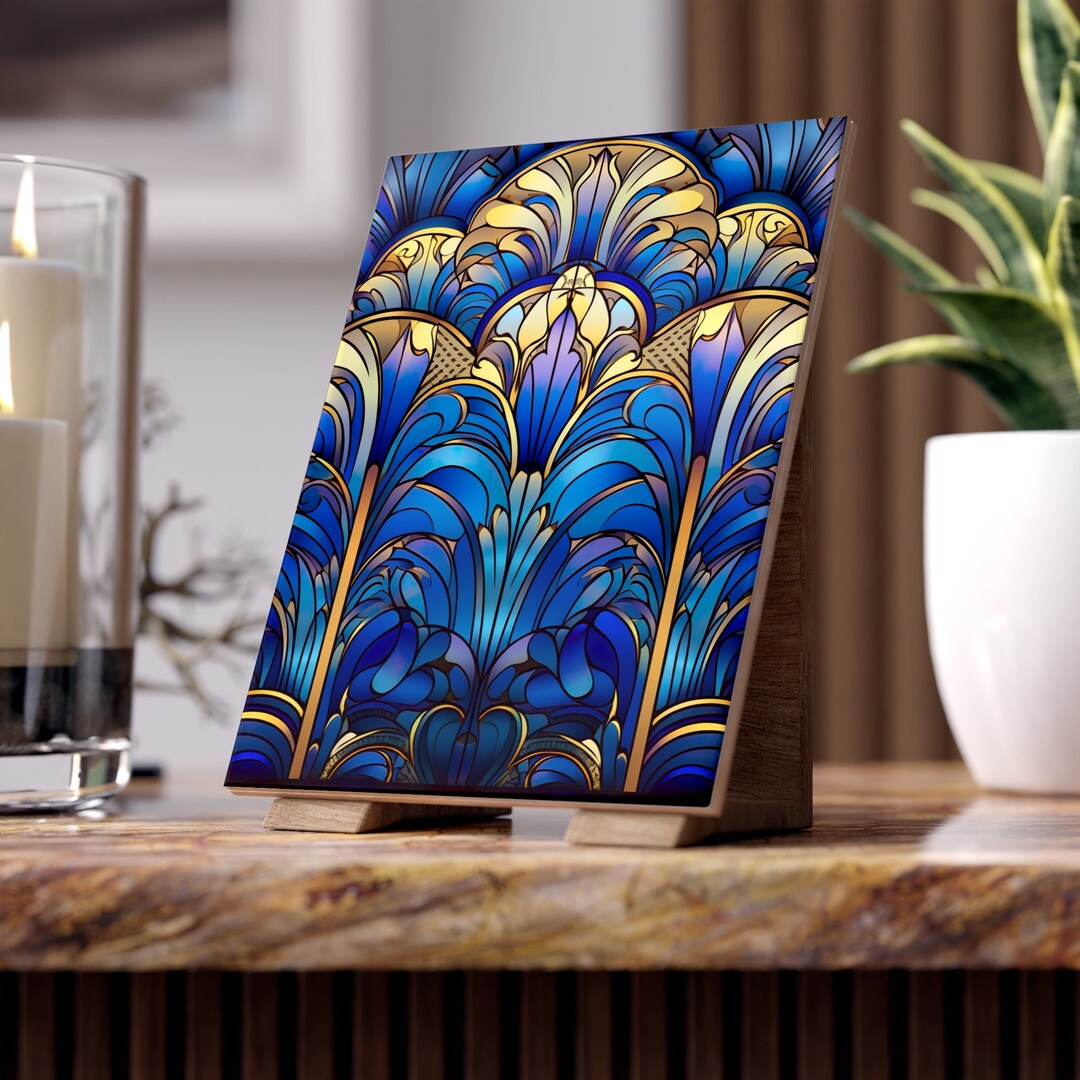 Art Deco, Modern, Blue-violet Tile Ceramic Photo Tile 6x8'' - Etsy