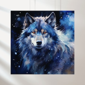 Wolf Wall Decor, Wolf Poster, Wolf Canvas Decor, Vibrant Wolf, Wall Art ...
