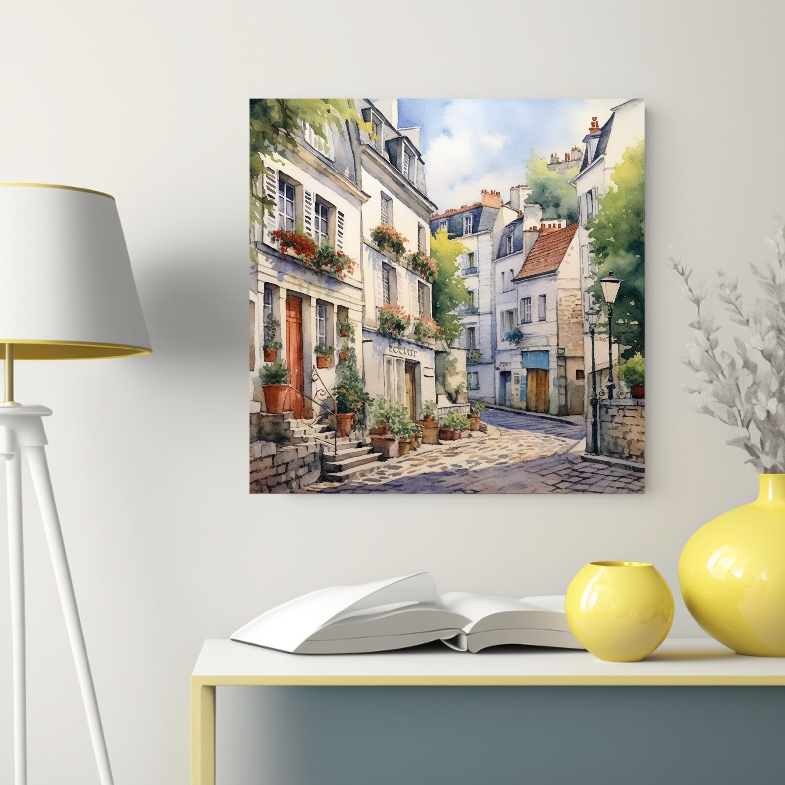 Montmartre Paris Watercolor Print Set: Bohemian Street Scene (digital ...