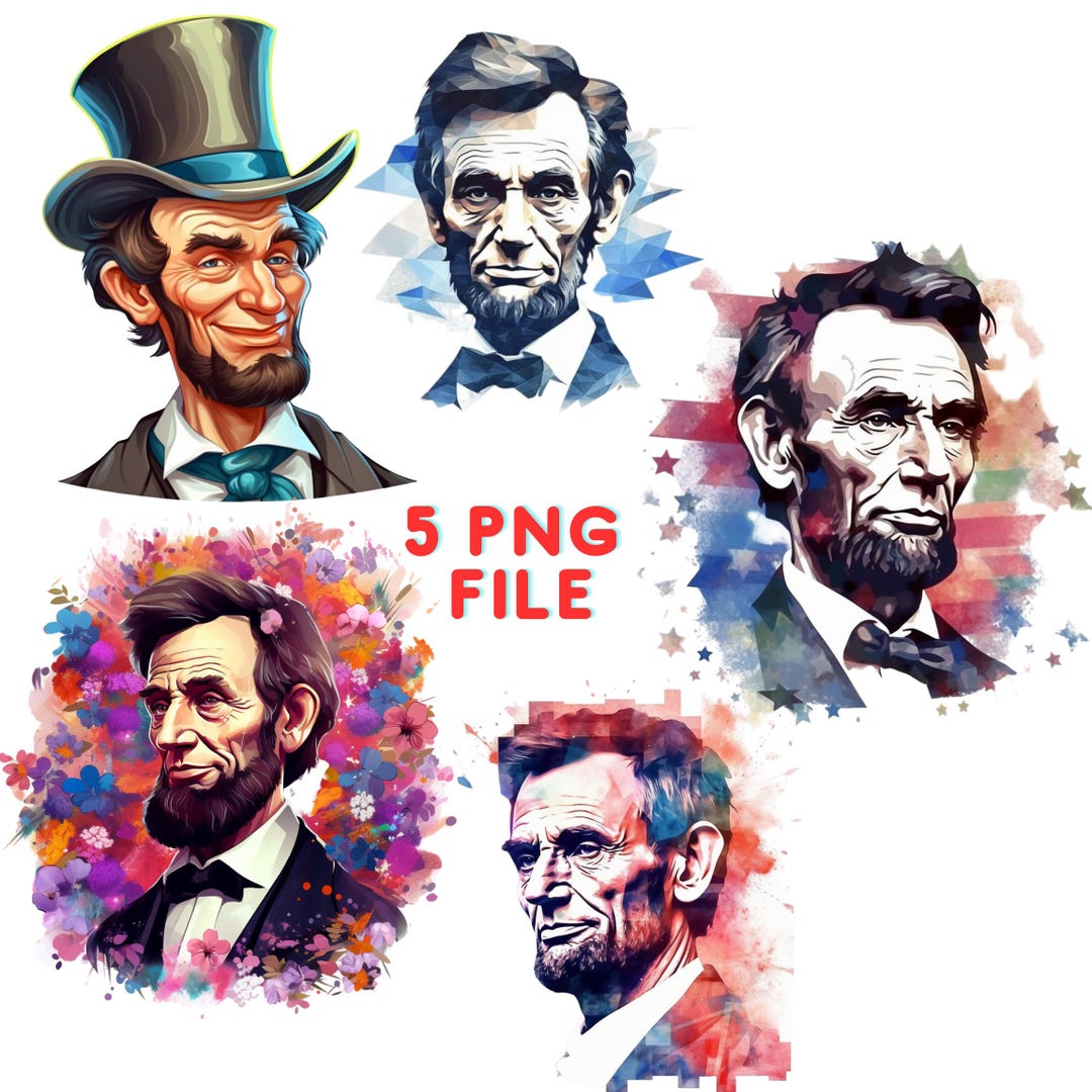 Abraham Lincoln Clipart for Sublimation: Watercolor Portrait PNG+JPG ...