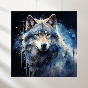 Wolf Wall Decor, Wolf Poster, Wolf Canvas Decor, Vibrant Wolf, Wall Art ...