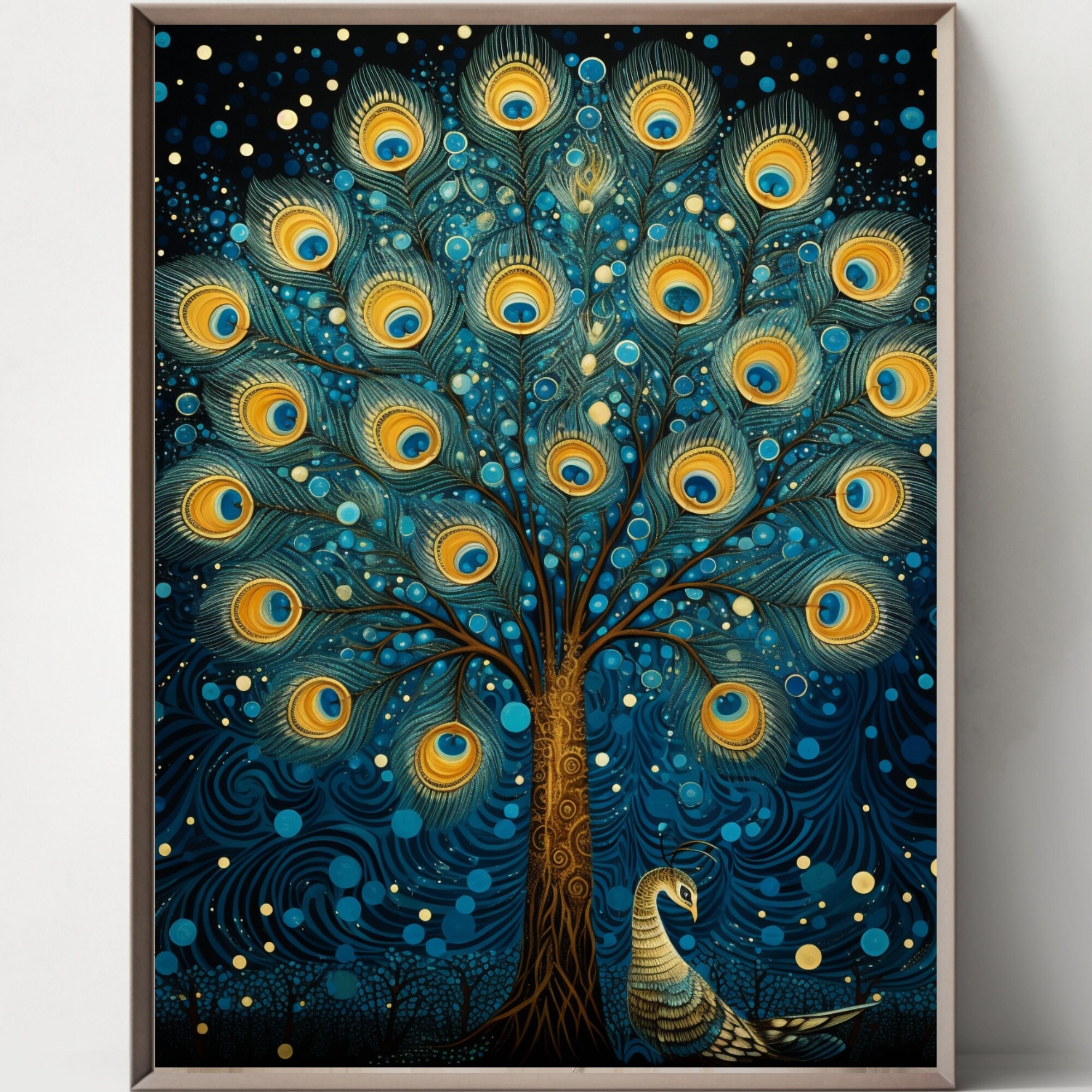 Tree of Life Blue and Gold, Art Nouveau, Tree of Life With Peacock ...