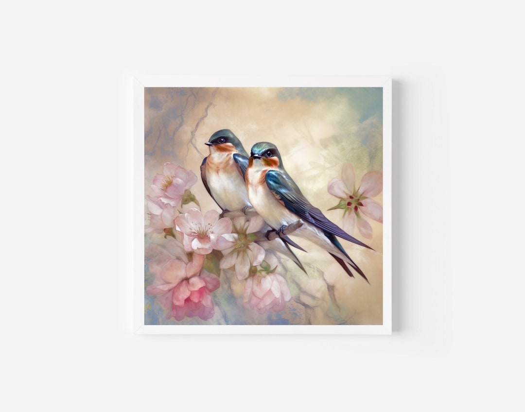 Two Swallows on the Brunch Swallow Bird Art Swallows Art - Etsy
