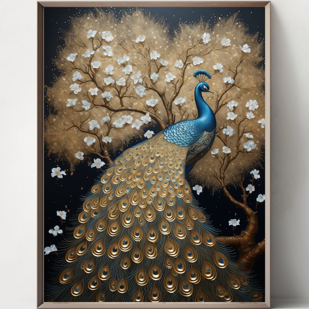 Tree of Life Blue and Gold, Art Nouveau, Tree of Life With Peacock ...