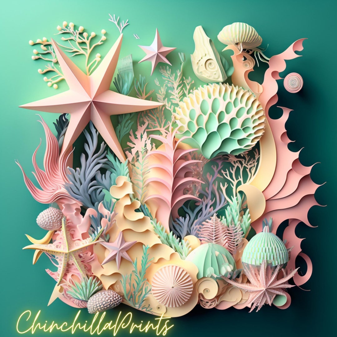 Wall Paintings Corals 3D Format, Instant Loading, Seabed, Fish ...