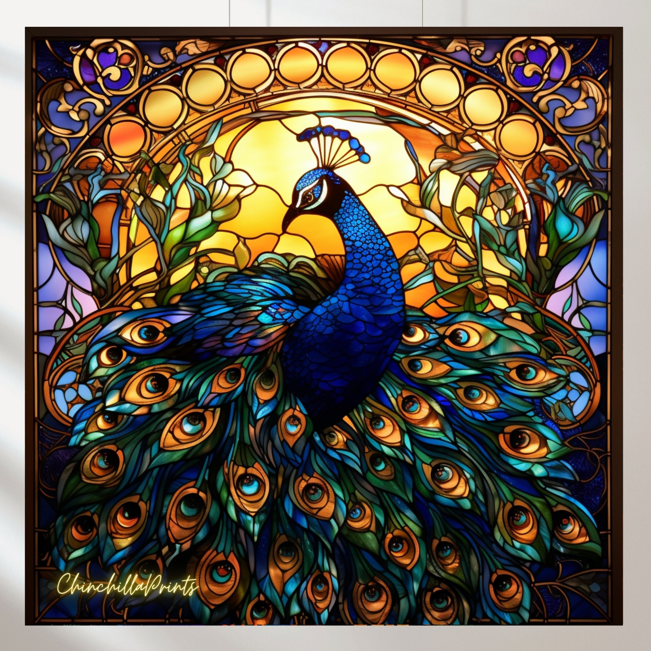 Stained Glass Peacock, Bright Painting, Wall Decor, PNG File - Etsy