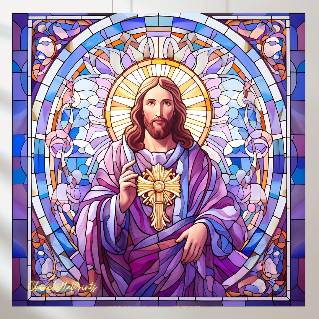Stained Glass Jesus Jesus Watercolor Christ's Embrace Jesus Picture ...
