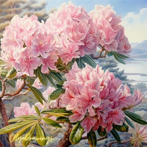Coast Rhododendron Set of 11, Washington State Symbol, Watercolor ...