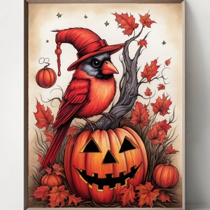 Red Cardinal on Pumpkin Clipart Set - 5 High Quality Watercolor Clip ...