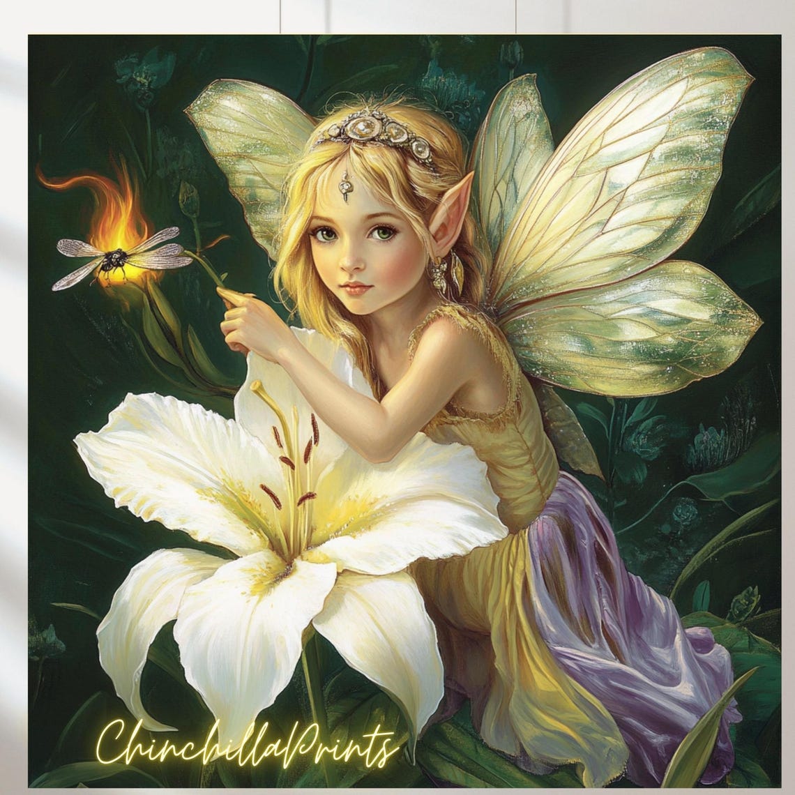 Set of 5 Elf on a Lily, Vintage Painting, Commercial Use - Etsy