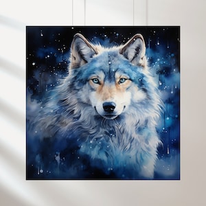 Wolf Wall Decor, Wolf Poster, Wolf Canvas Decor, Vibrant Wolf, Wall Art ...