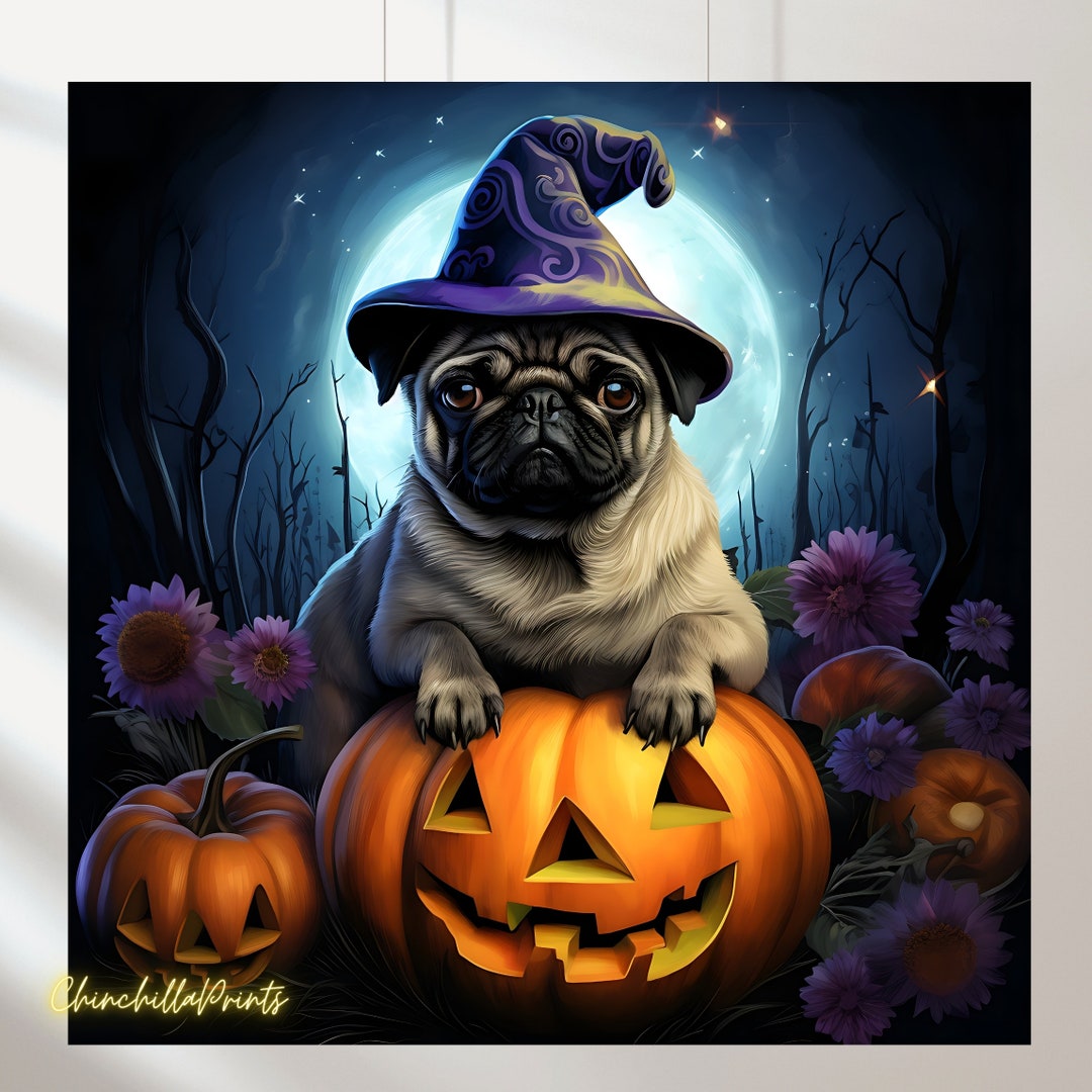 Pug Art Print Dog Illustrations Halloween Illustration Pumpkin ...