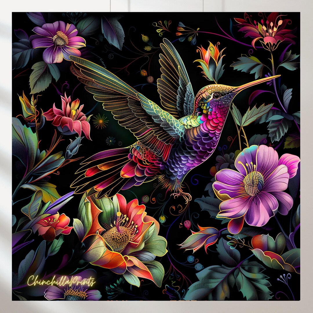 Hummingbird Neon Rainbow Design for Sublimation Cups, T-shirt Design ...