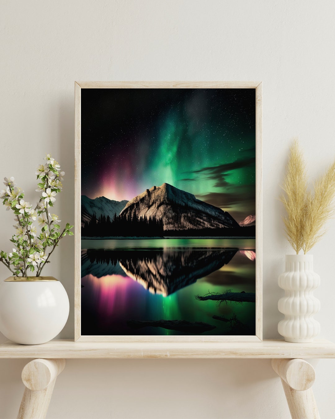 Night Photo of the Northern Lights Over Mount Rundle - Etsy