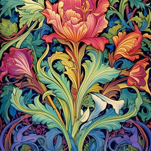 Floral Print Art Nouveau Art Nouveau William Morris Style Vintage Botanical Prints Set of 4 - Etsy