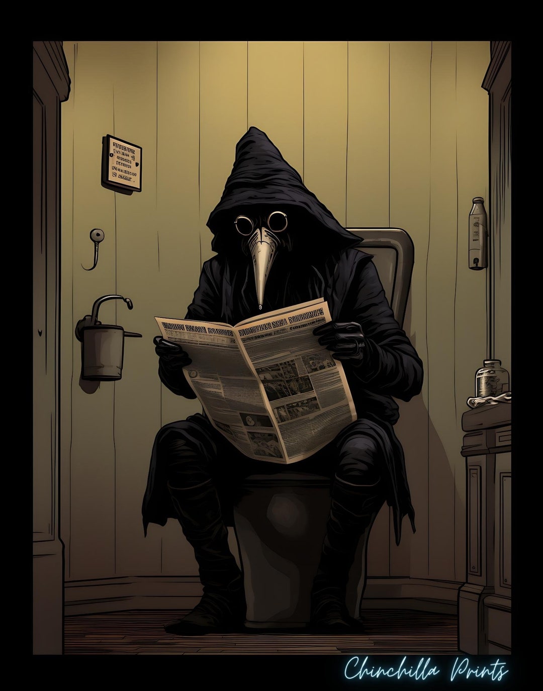 Plague Doctor Sitting on the Toilet Reading the Newspaper, Funny ...