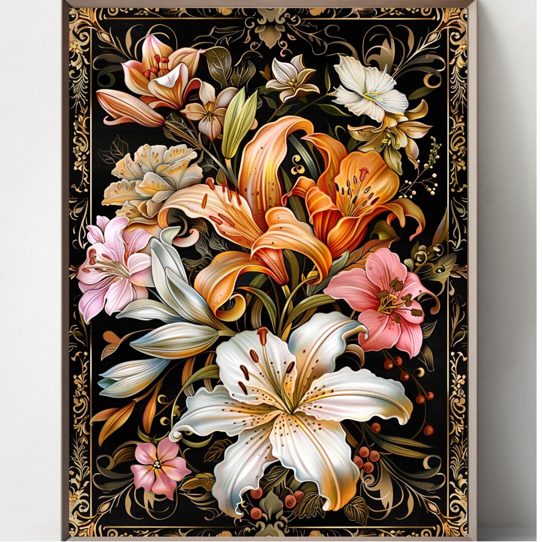 Victorian Lily Flower Painting Set: Golden Age Art (digital Download ...