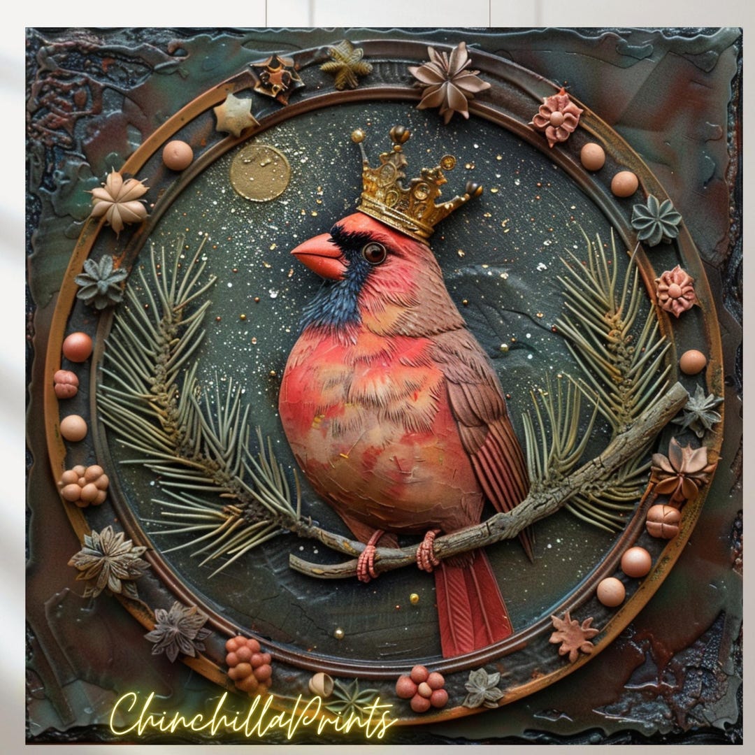 Red Cardinal 3D Set of 5 Pieces, Decorative Clay Red Cardinal, Red ...