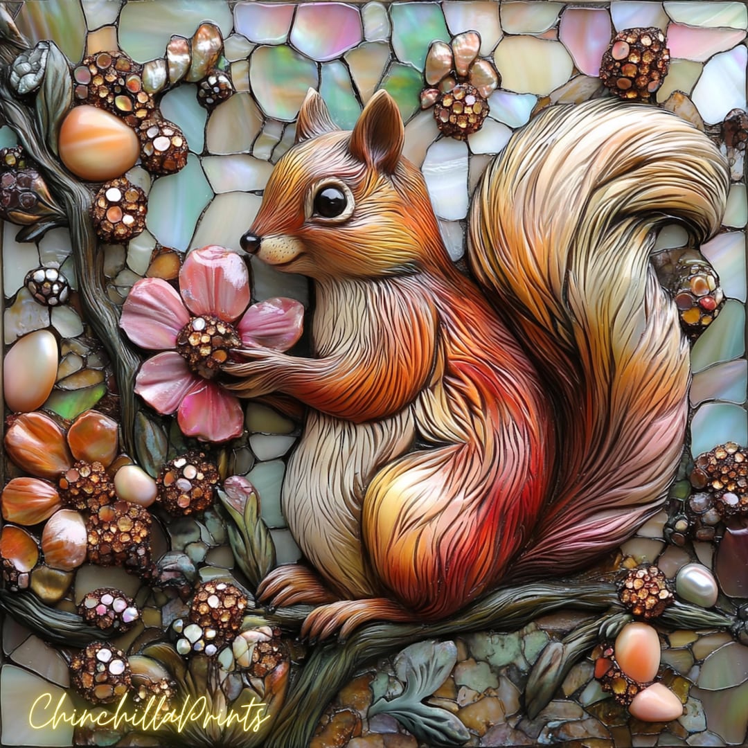 Set Og 5 Piece 3D Squirrel, Decorative Clay Squirrel, Mosaic, Squirrel ...