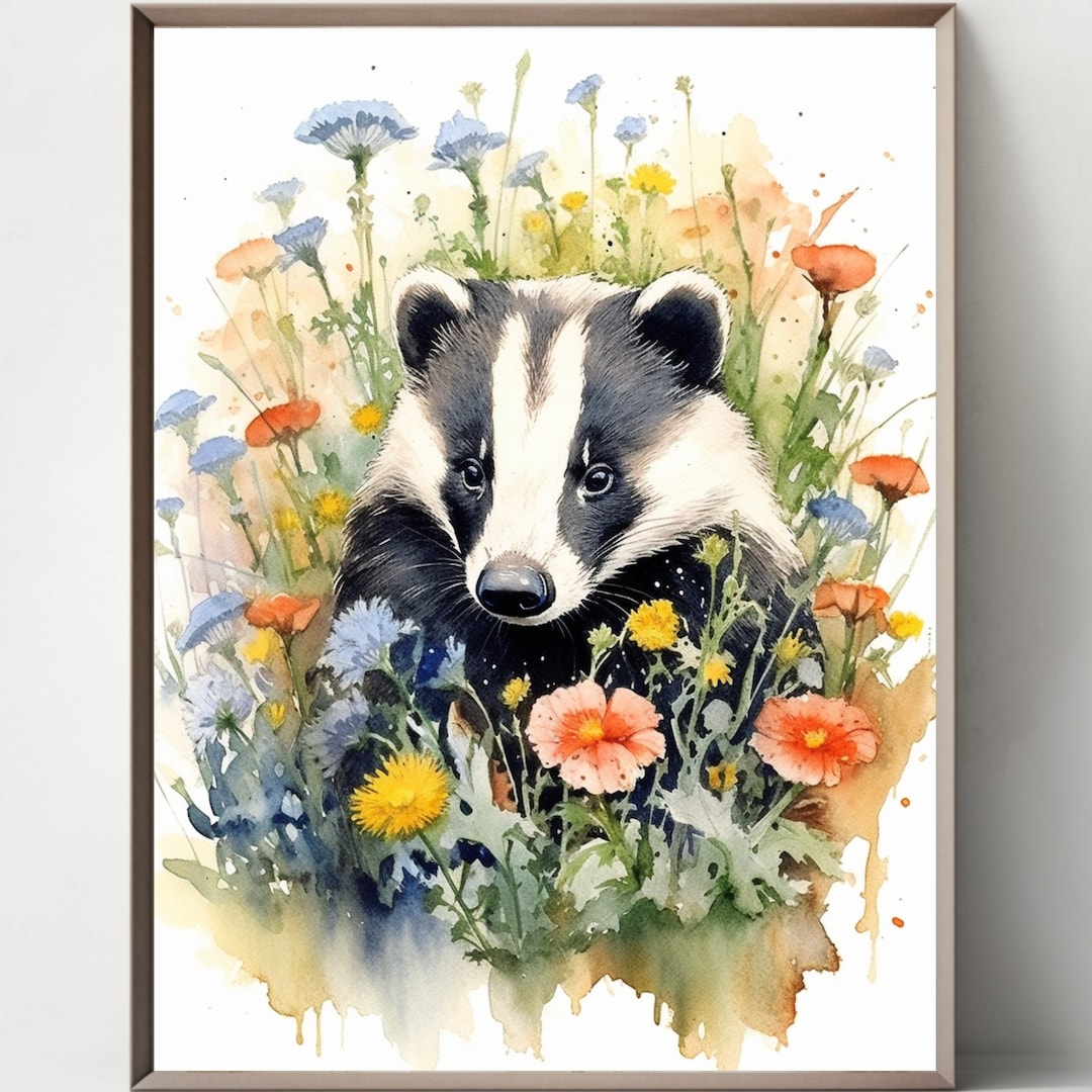 Honey Badger Watercolor Print: Wildlife Animal Art (digital Download ...