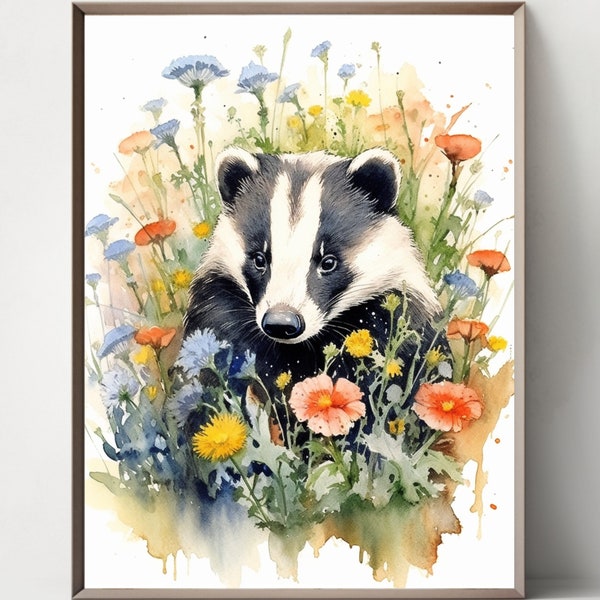Badger Print - Etsy UK