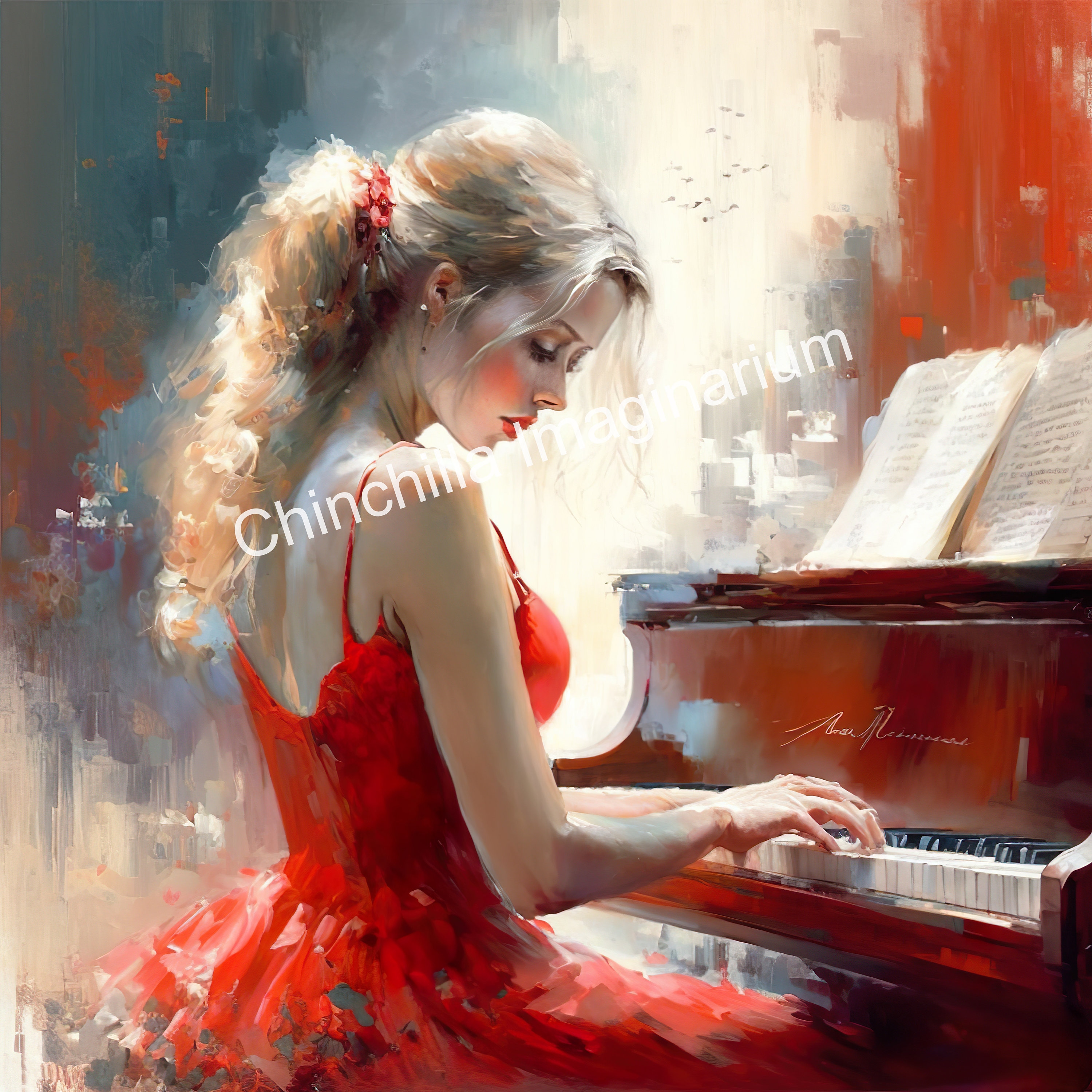Piano Art Women Playing Piano Printable Art Piano Wall Art Piano Wall ...