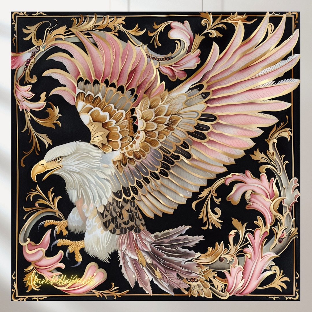 Shabby Chic Style, Art Nouveau Bald Eagle, Beautiful Eagle in Flowers ...