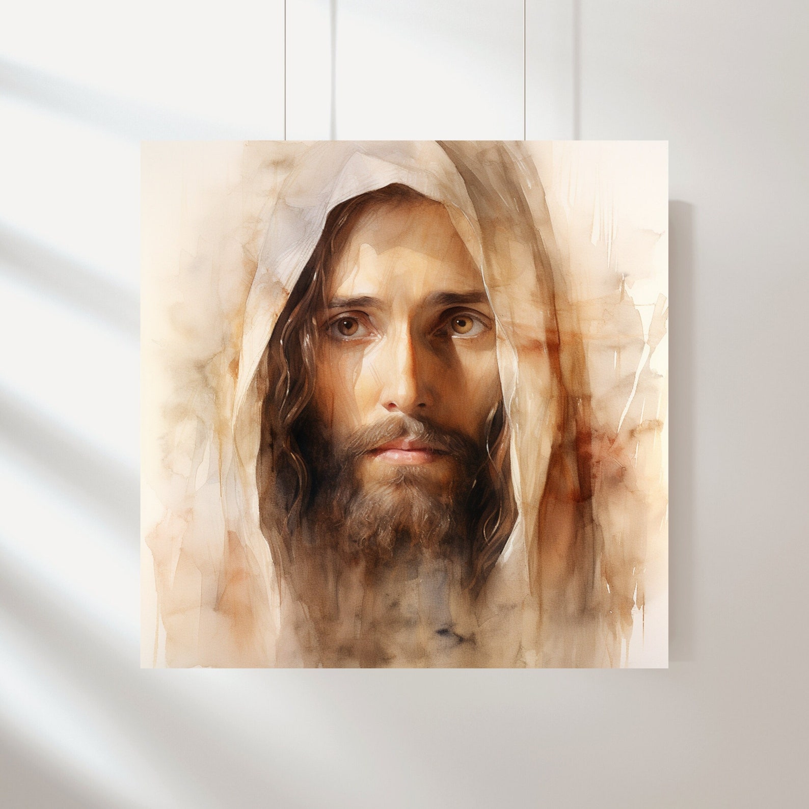 Jesus Christ Watercolor Portrait - Shroud of Turin Image (digital ...