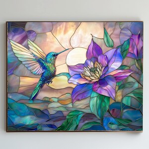 Hummingbird Set of 5 Stained Glass Hummingbird Bird Art, American Birds ...
