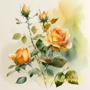 10 Roses Art Prints, Rose Painting Flower Painting Flower Print Floral ...