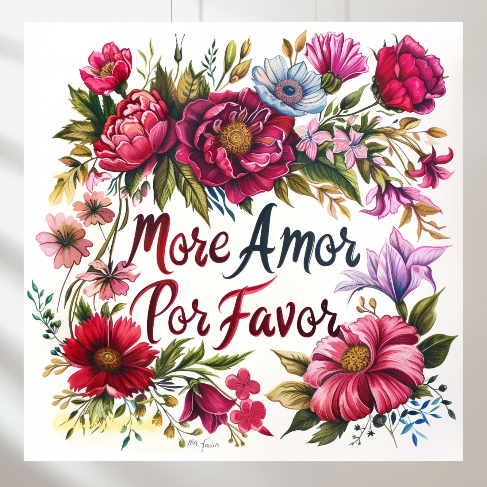 More Amor Por Favor Wall Art Floral Poster Modern Colorful Eclectic ...