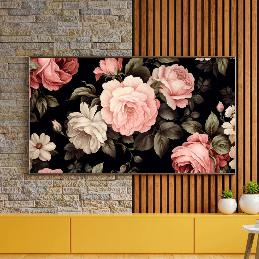 Vintage Black Flowers Set of 4 Art Nouveau - Floral Print Art Nouveau ...