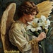 Archangel Gabriel Vintage Painting With Lily (digital Download) - Etsy