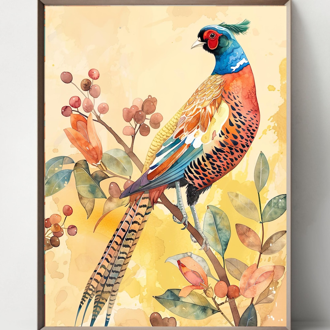 Pheasant, Watercolor Pheasant, Pheasant Art - Etsy