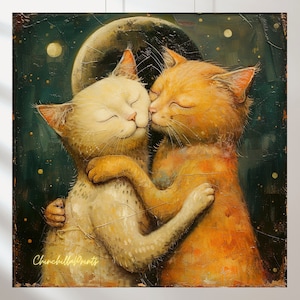 Set of 5 Cats Make Love More Amor Por Favor Wall Art Floral Poster ...