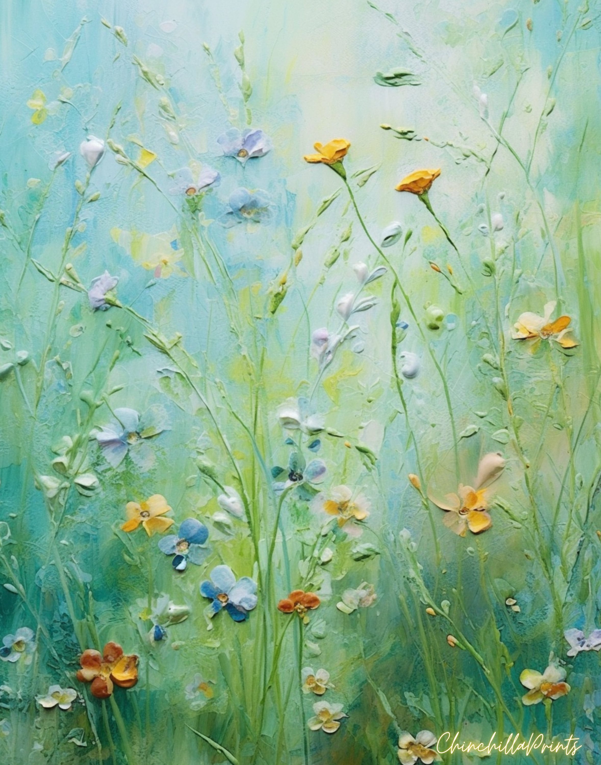 Flowers Wildflowers Wildflower Landscape Flower Painting Modern Art Set ...