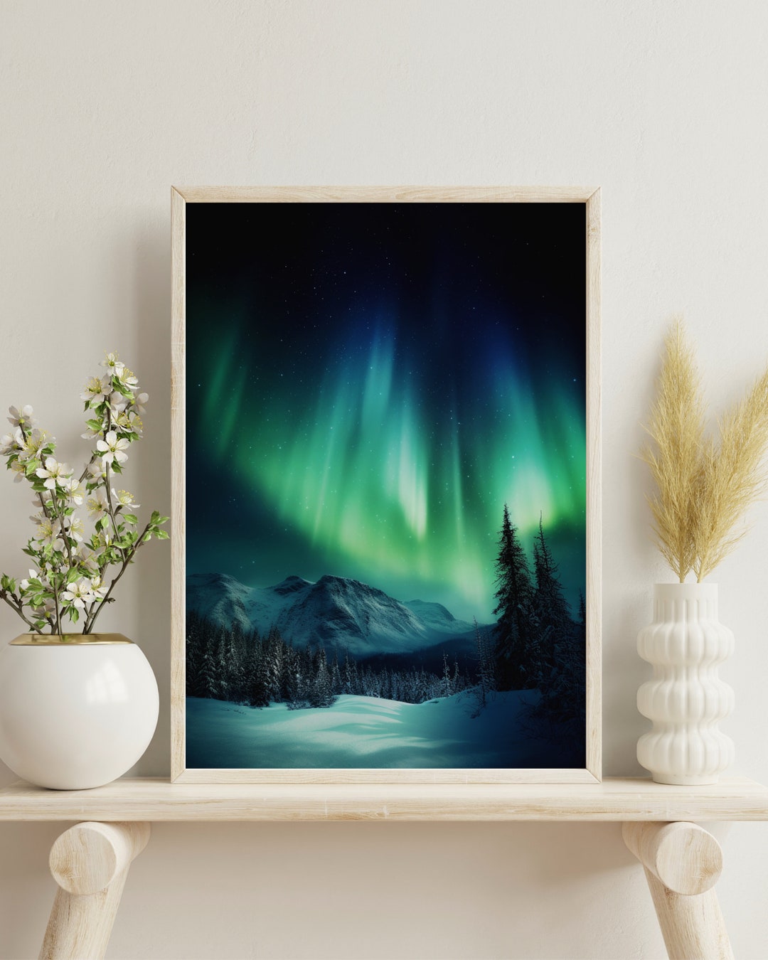 Night Photo of the Northern Lights Over Mount Rundle - Etsy