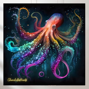 Octopus Art Octopus Digital Download Cosmic Octopus Painting Sea ...