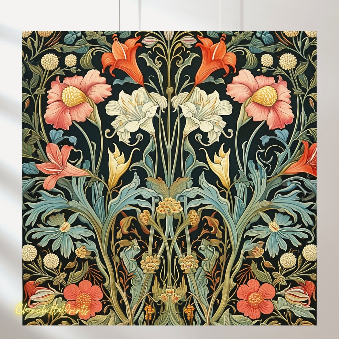Art Nouveau, William Maurice Tile Design in Art Nouveau Style, Bright ...