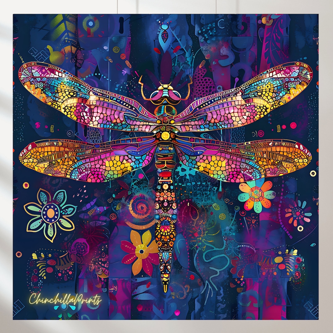 Dopamine Decor Dragonfly, Mexican Style, Maximalism in Painting, Wall ...