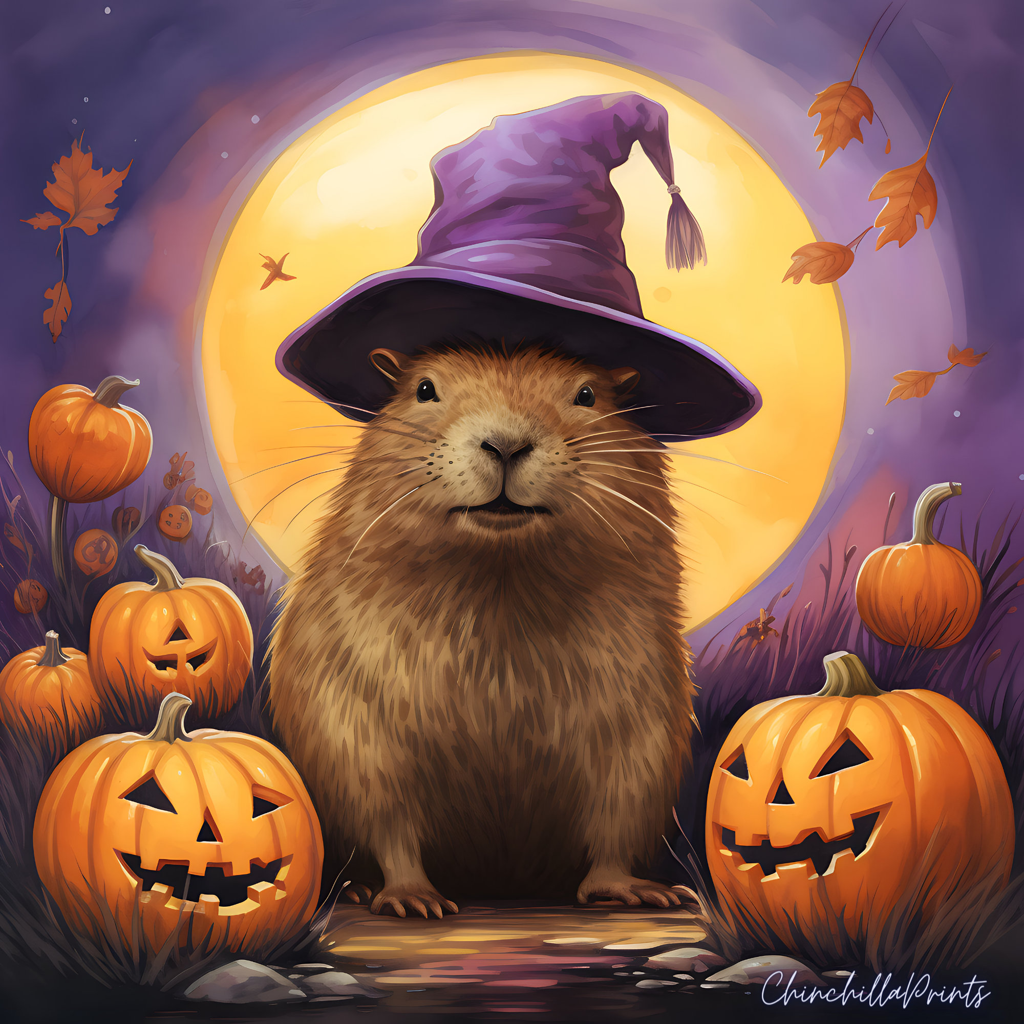 Capybara in a Witch's Hat Halloween Art Vintage Poster - Etsy