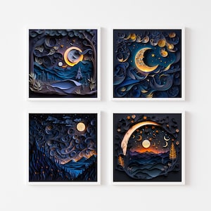 Quilling Art Printable Quilling Night Sky Bedroom Wall Art Night Sky ...