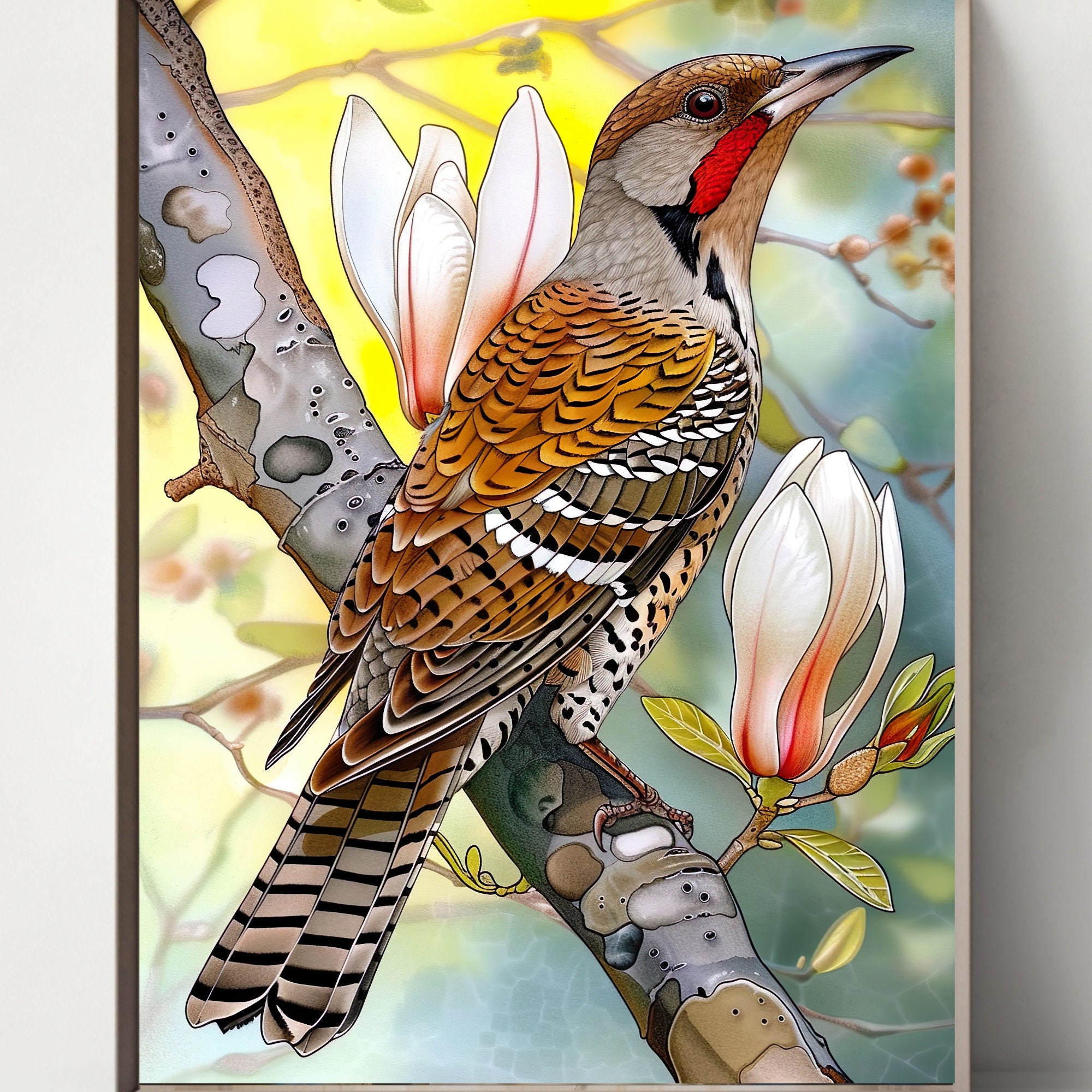 Set of 4 Northern Flicker Art Print: High-resolution Bird Illustration ...