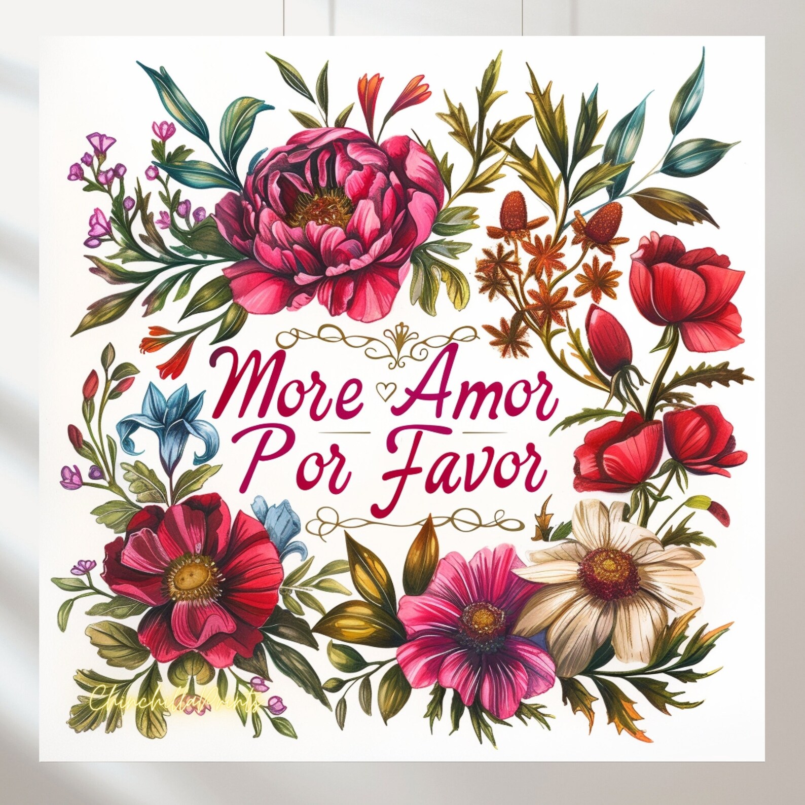 More Amor Por Favor Wall Art Floral Poster Modern Colorful Eclectic ...
