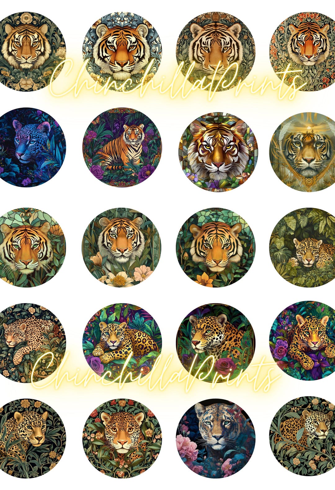 45mm 30mm 40mm 25mm Art Nouveau Animal Collage Sheet: William Morris ...