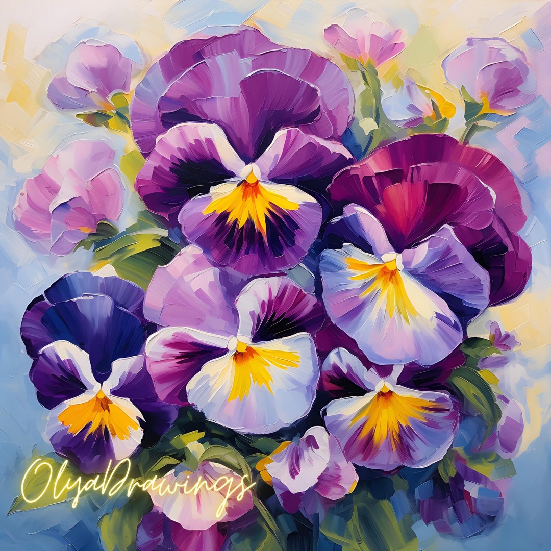 Set of 4 Pansy Violet Tricolor Wildflowers Illinois State Symbol ...