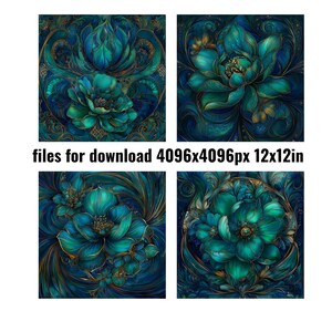 Art Deco Set of 16, Vintage Floral Style, Floral Motifs in Interior ...
