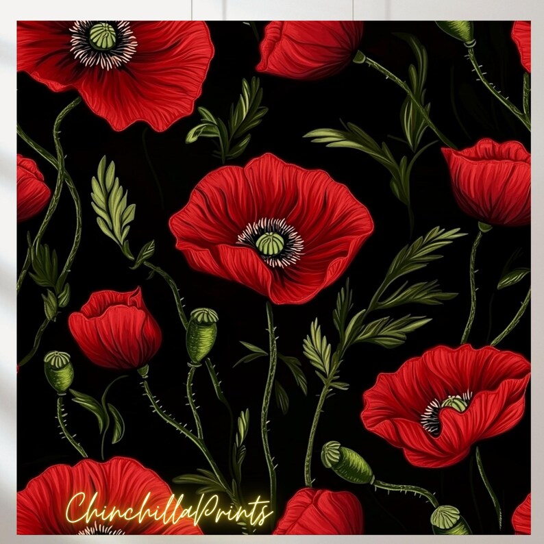 Poppy Floral Designs: Seamless Illustration Set for Commercial Use (JPG ...