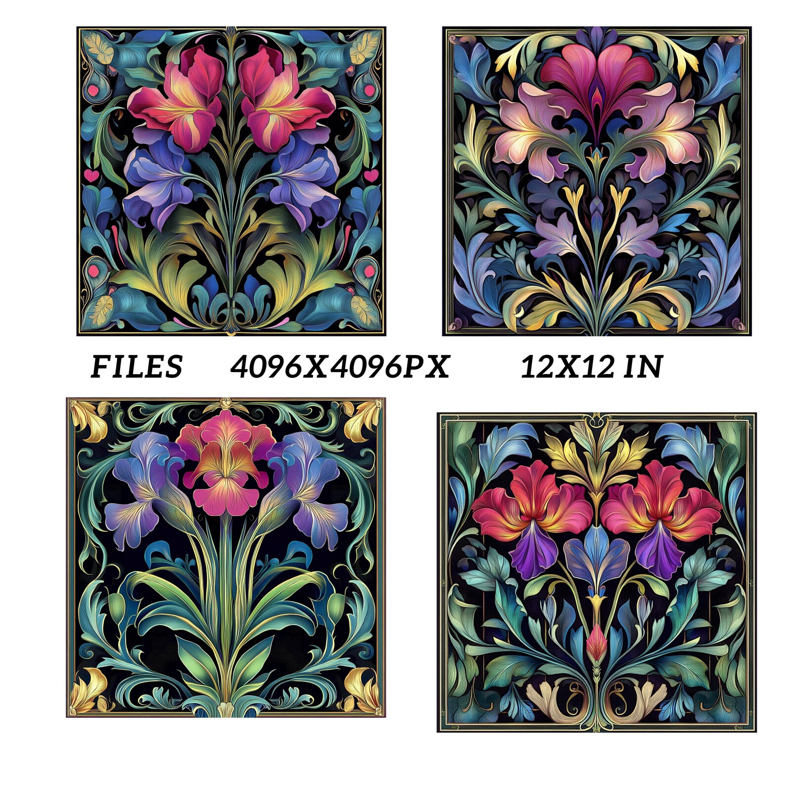 Art Deco Floral Prints: Vintage Style Wall Decor (digital Download, 15 ...